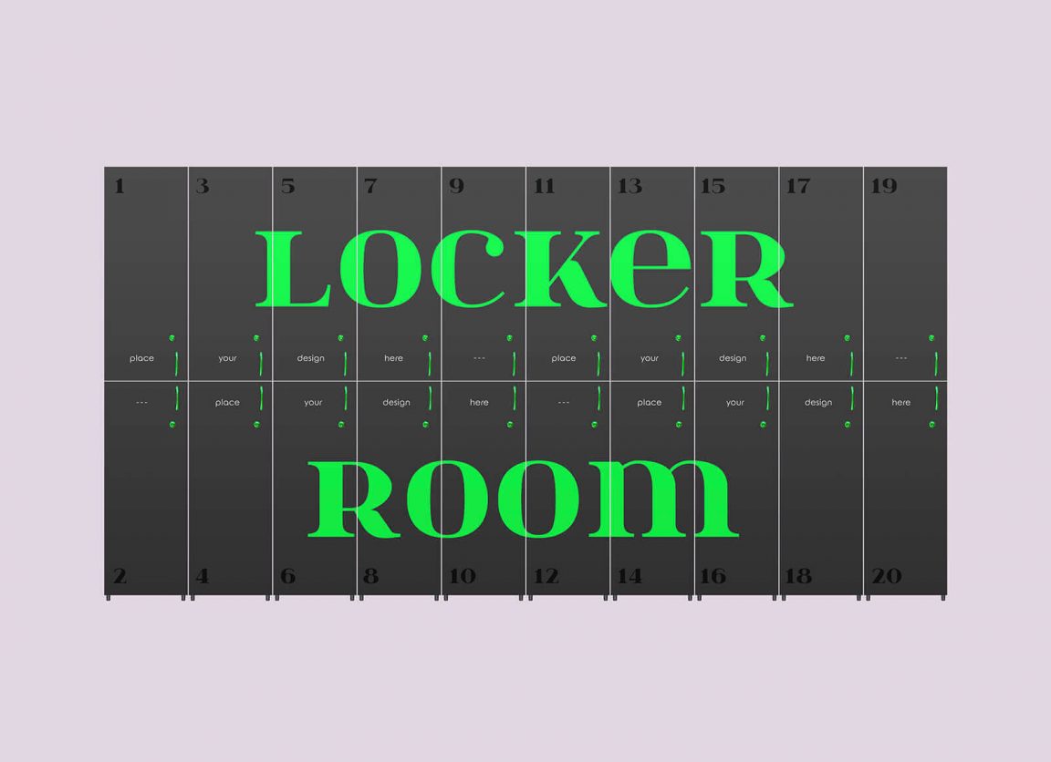 Free Locker Room Storage Cabinet Mockup PSD - PsFiles