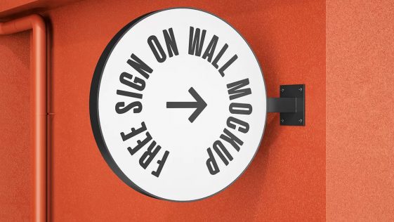 Wall mounted Free Oval Street Logo Sign Mockup PSD - PsFiles