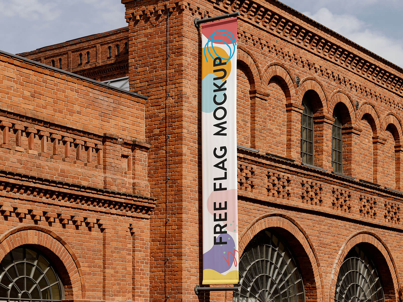 Free Wall Mounted Vertical Banner Mockup PSD - PsFiles