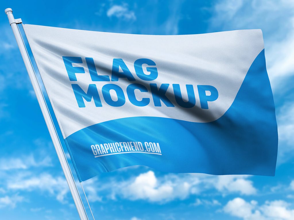Free Big Waving Country Flag Mockup PSD - PsFiles