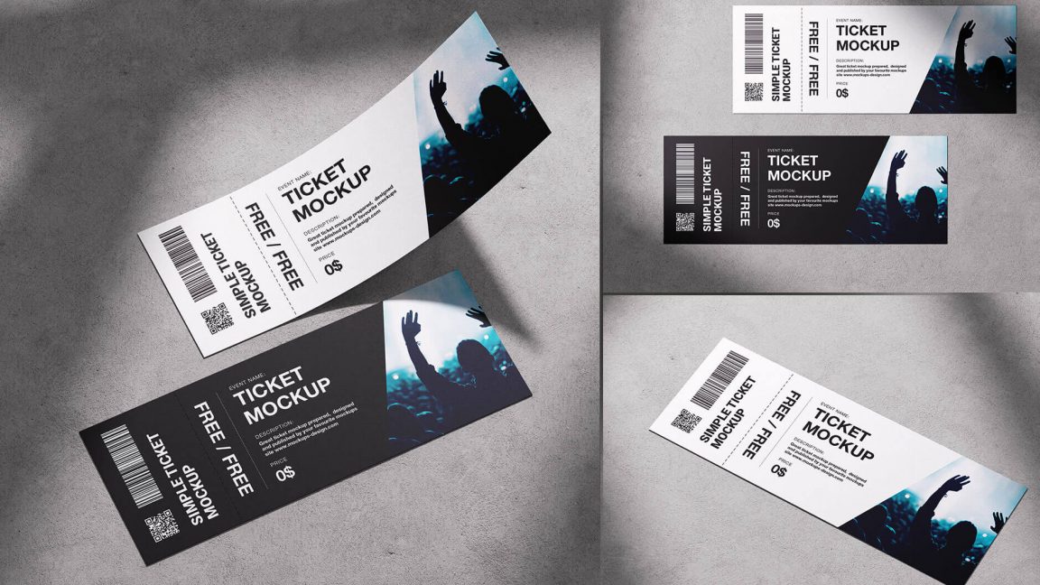 Free Customizable Ticket Mockups PSD set - PsFiles