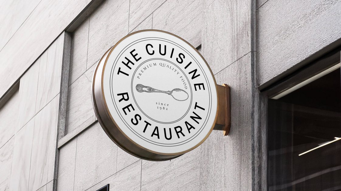 Free Round Logo Sign Mockup Building Wall Mounted - PsFiles