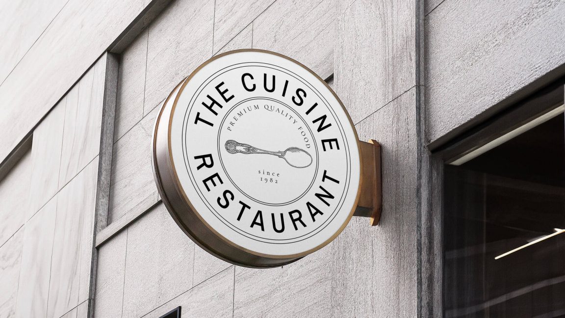 Free Round Logo Sign Mockup Building Wall Mounted - PsFiles