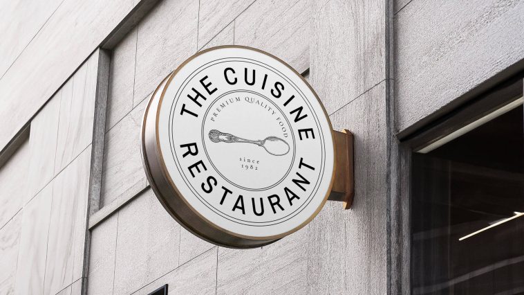 Free Round Logo Sign Mockup Building Wall Mounted - PsFiles