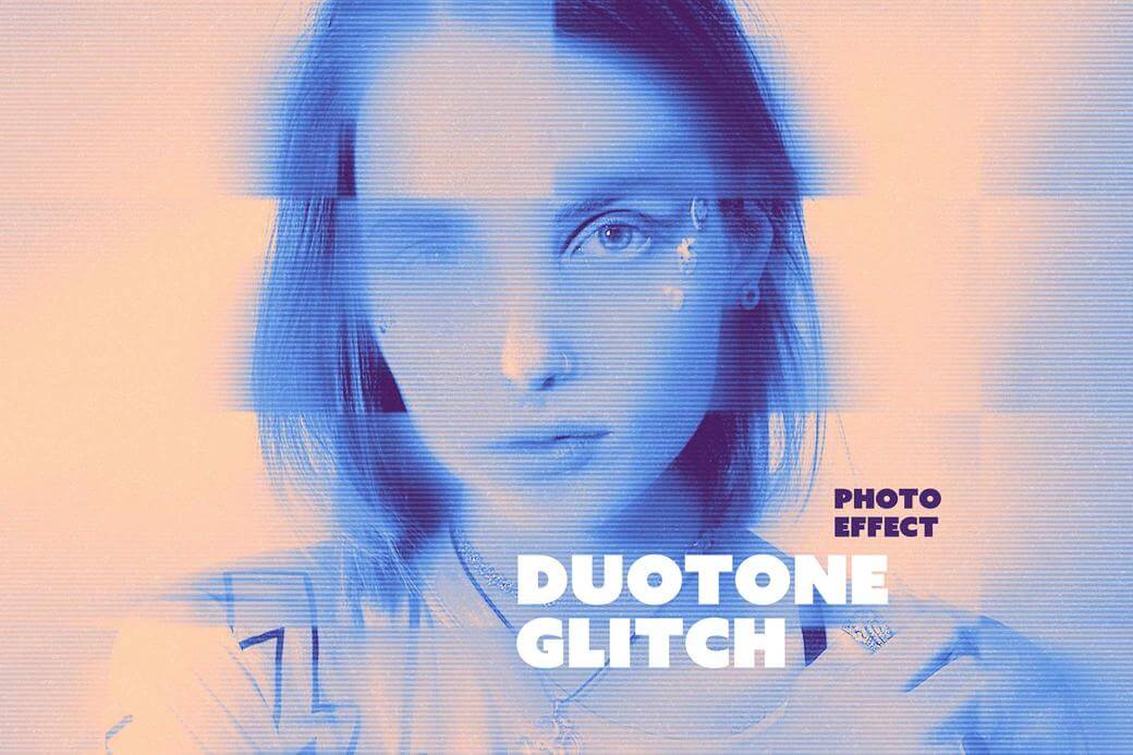 Duotone Glitch Photo Effect PSD Template for Free - PsFiles - Free Photoshop Files