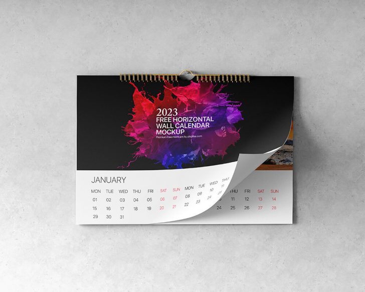 Free Horizontal Wall Calendar Mockup PSD - PsFiles