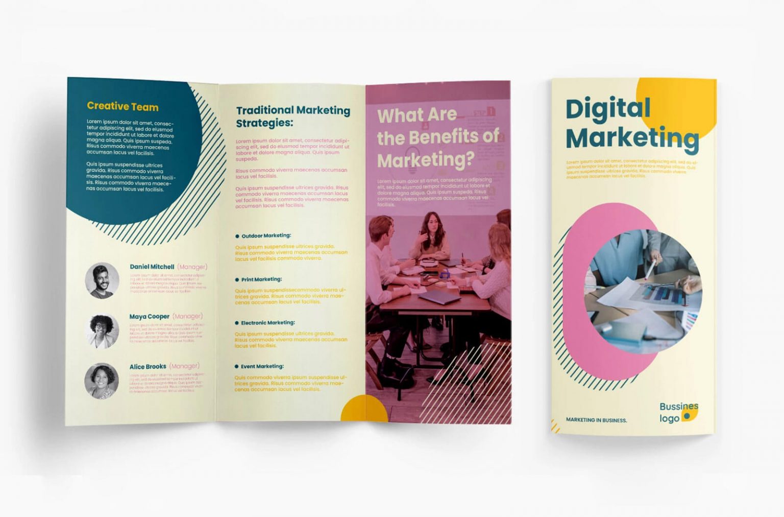 Free Trifold Digital Marketing Brochure Design PSD Template - PsFiles