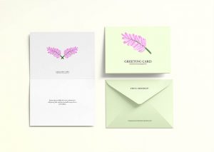 Free Bi-Fold Greeting Card With Envelope Mockup PSD - PsFiles