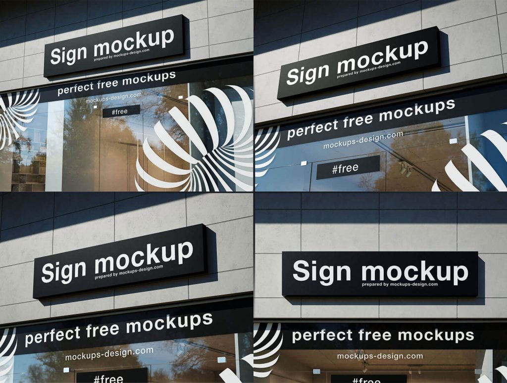 Shop Name Sign Mockup with Glass Sticker Mockup Free PSD - PsFiles