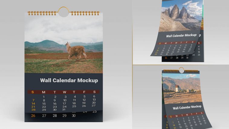 Free Free Wall Calendar Mockup PSD - PsFiles