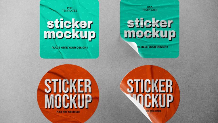 Free Round Sticker Label Mockup PSD Set for Packaging - PsFiles