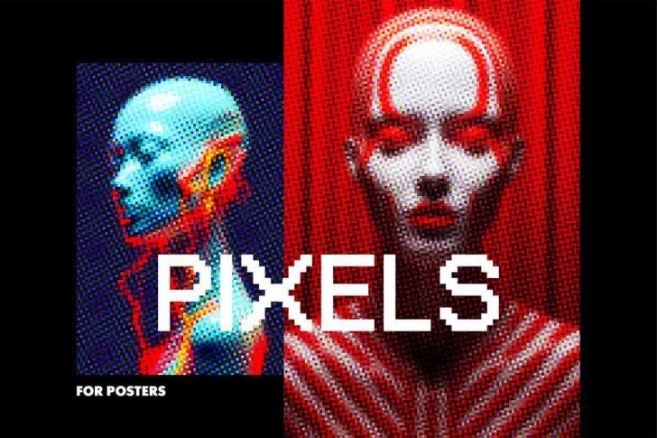 Free Colorful Pixels Poster Photo Effect PSD - PsFiles