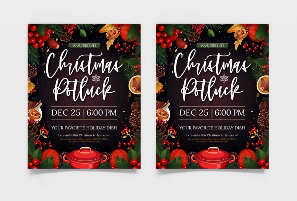 Free Christmas Potluck Flyer PSD Template - PsFiles