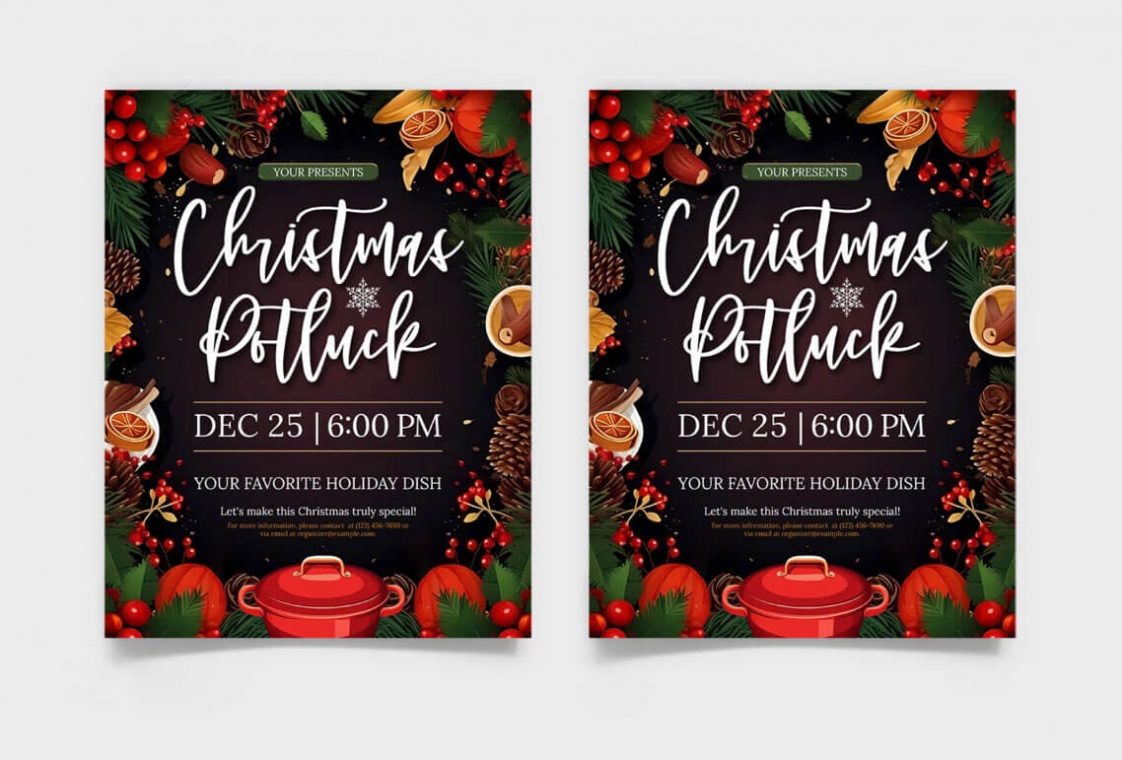 Free Christmas Potluck Flyer PSD Template - PsFiles