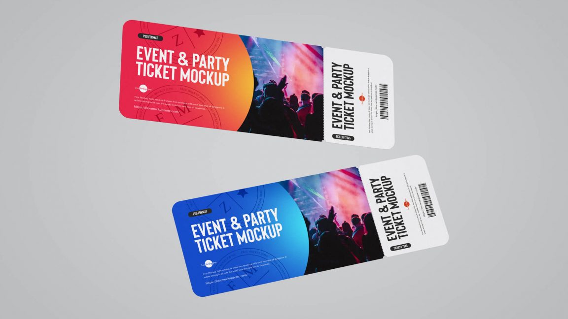Free Customizable Ticket Mockups PSD set - PsFiles