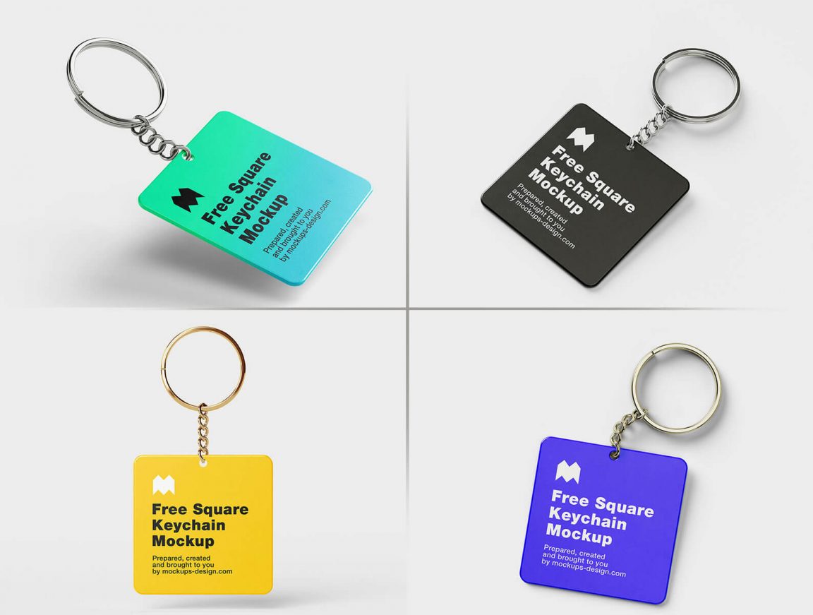 Free Free Square Key Chain Mockups PSD set PSD - PsFiles