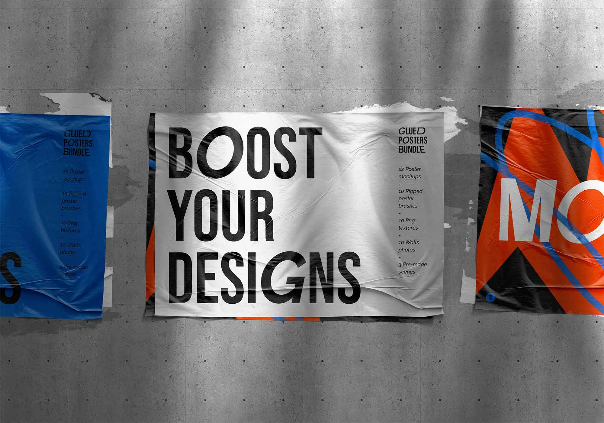 Free Glued Posters Mockups PSD set - PsFiles