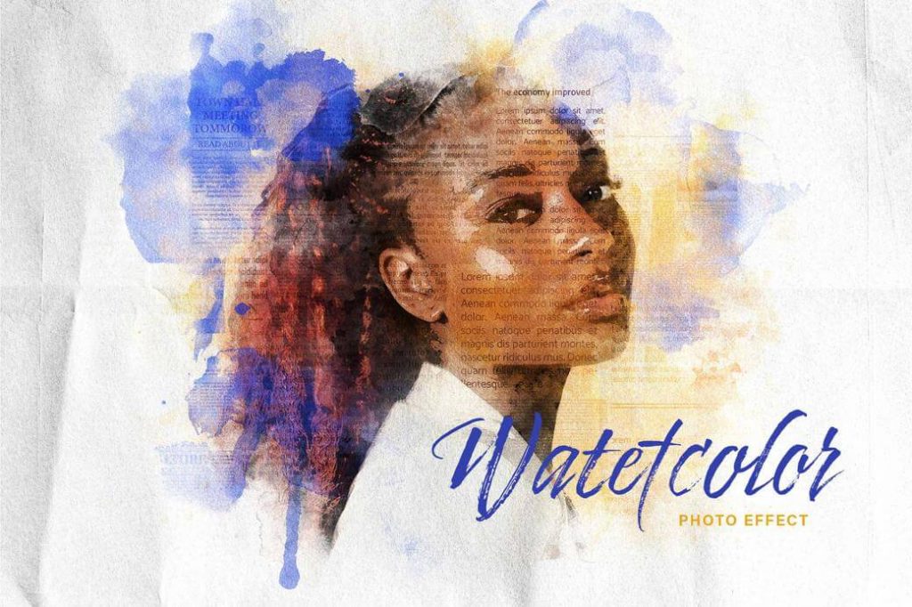 Free Watercolor Photo Effect PSD Mockup - PsFiles