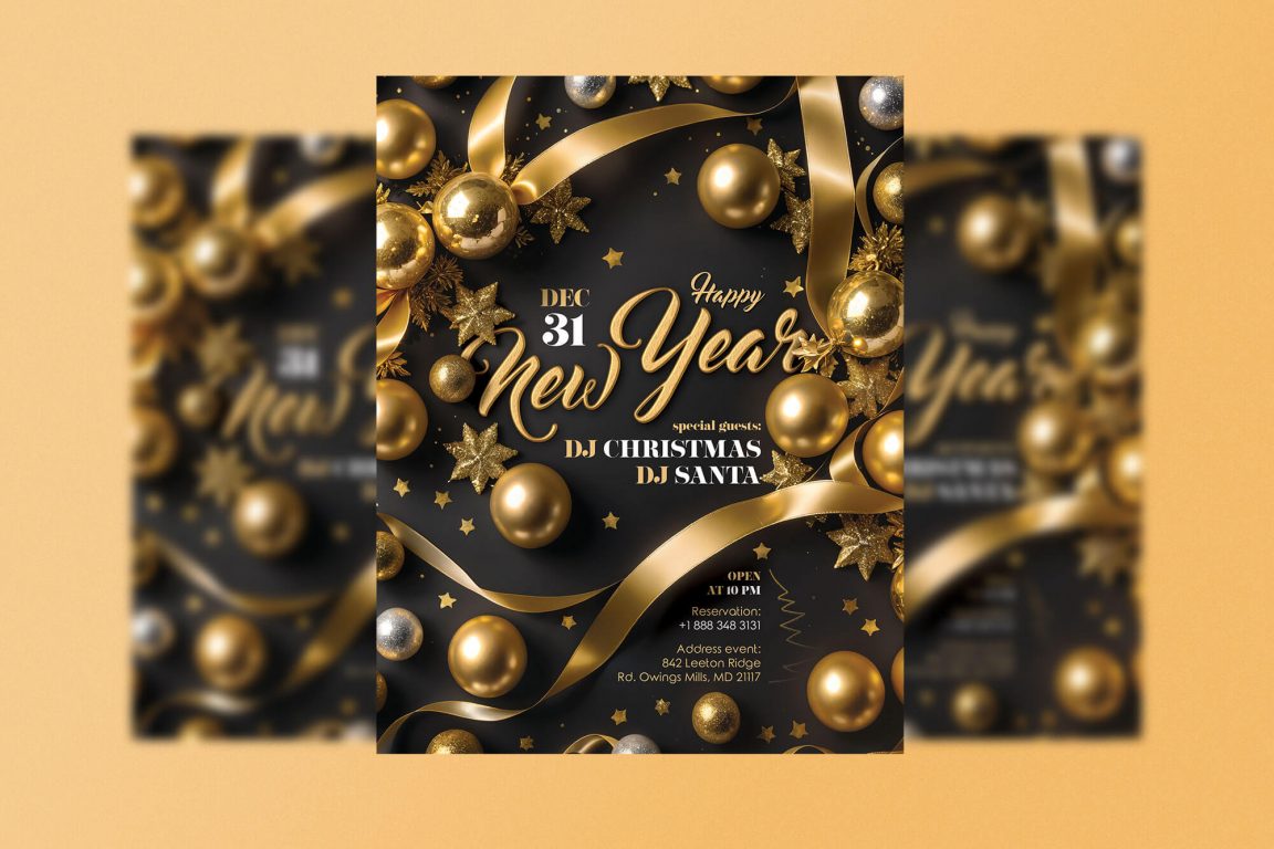 Free Happy New Year Flyer Design PSD Template - PsFiles