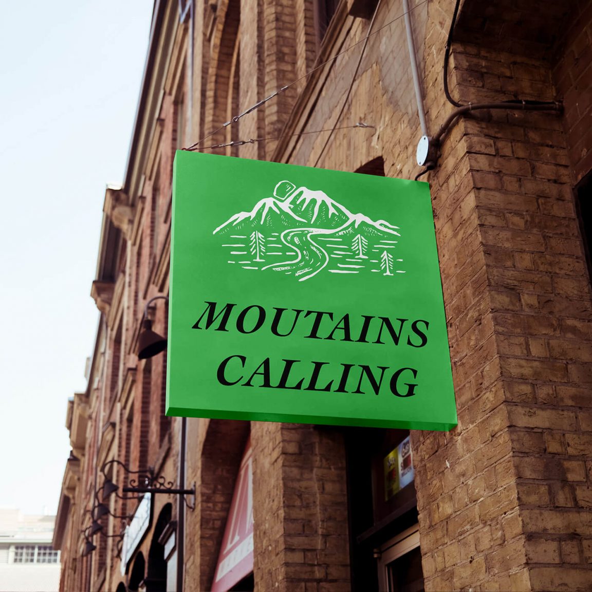 Free Free Building Wall mounted Square Big Logo Sign Mockup PSD PSD ...