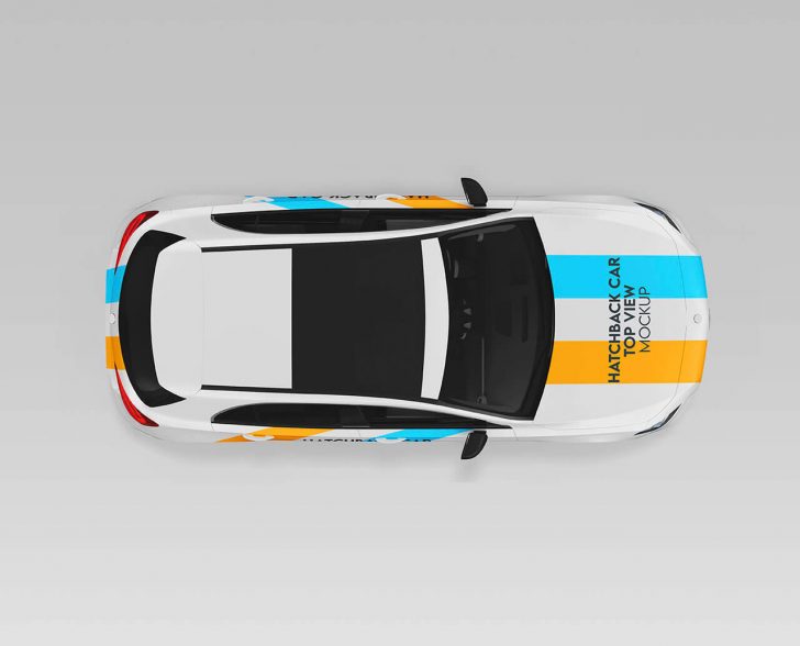 Free Hatchback Car Top View Mockup PSD - PsFiles