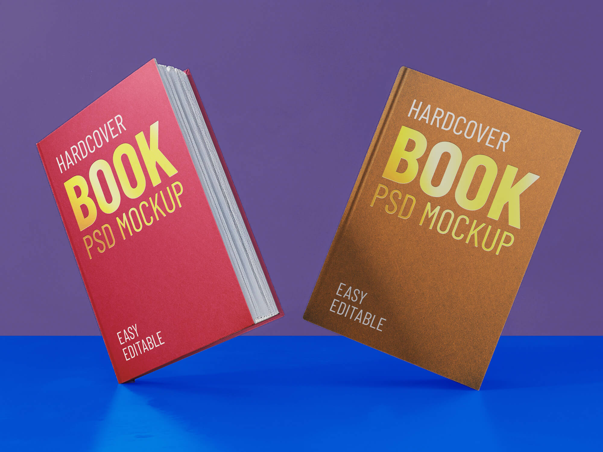 Free Title Hardcover 2 Books Mockup PSD - PsFiles