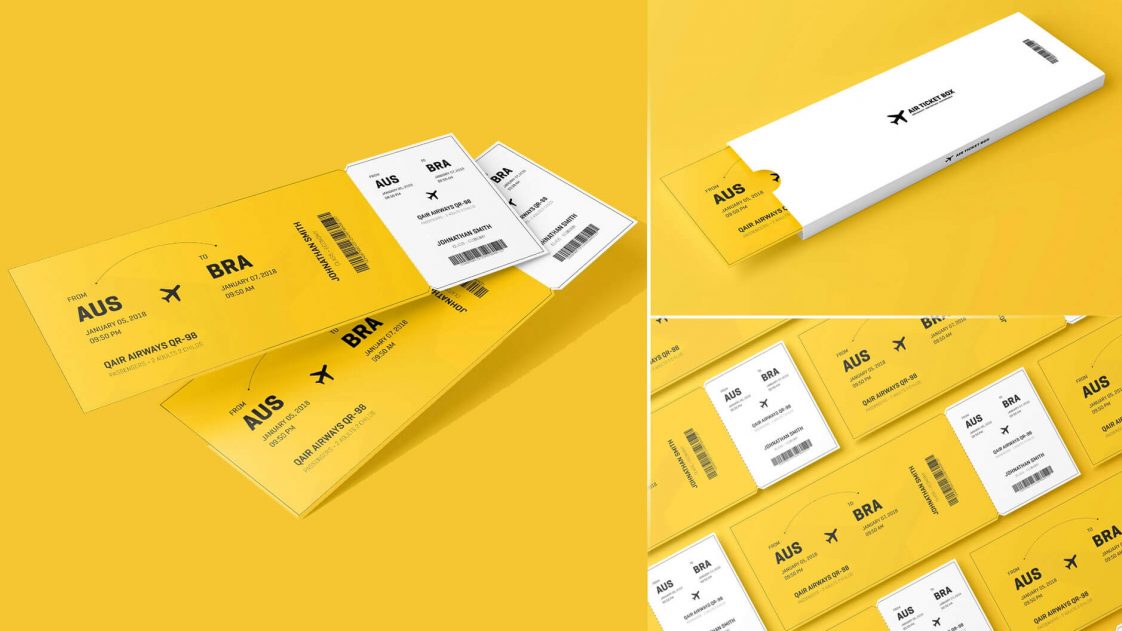 Slim Paper Tickets Mockup Set - PsFiles