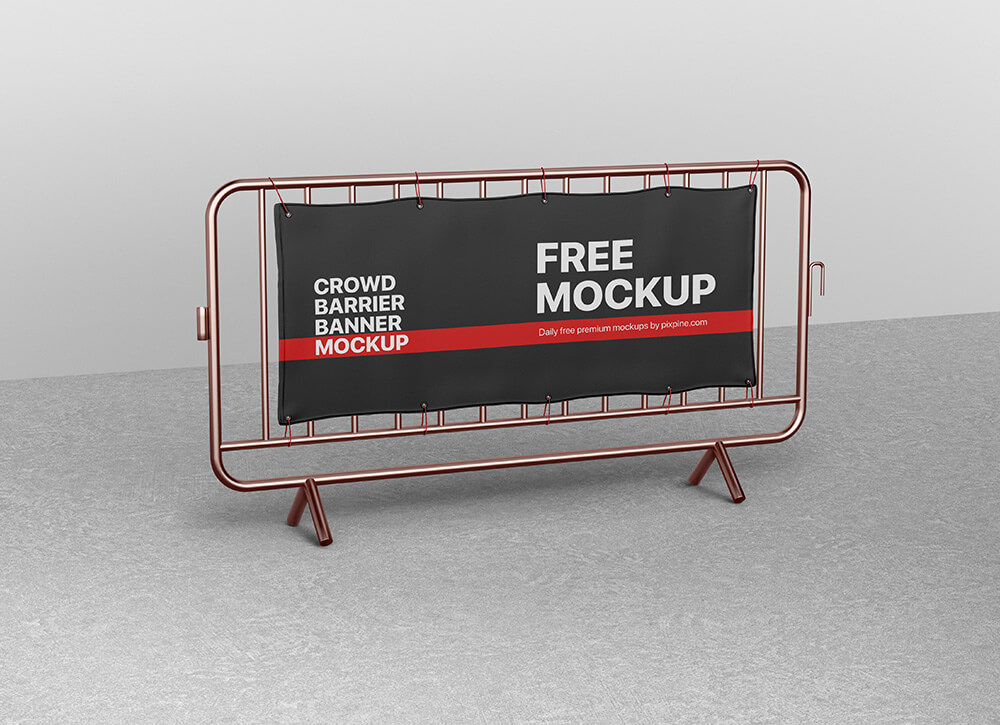 Free Crowd Barrier Banner Mockup PSD - PsFiles