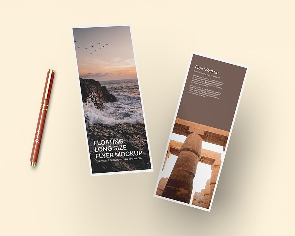 Free Floating Long Size 2 Flyers Mockup PSD - PsFiles