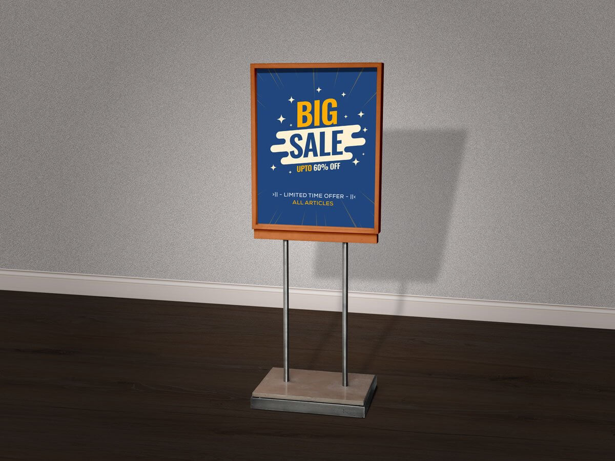 Free Indoor Poster Signage Stand Mockup PSD - PsFiles