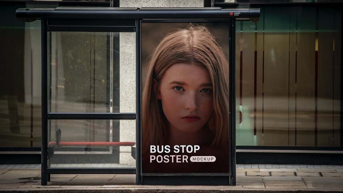 Free Bus Stop Ads Poster Mockup PSD - PsFiles