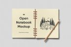 Free Open Notebook Pencil Mockup PSD - PsFiles