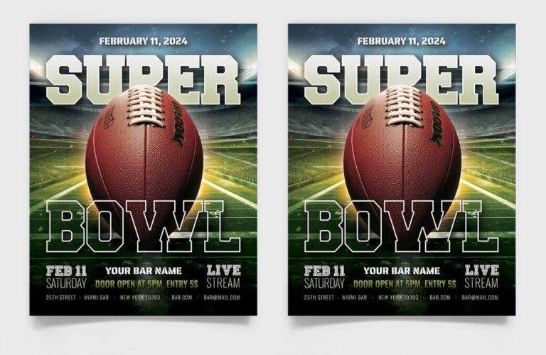 Free Super Bowl 2024 Flyer Design PSD Template