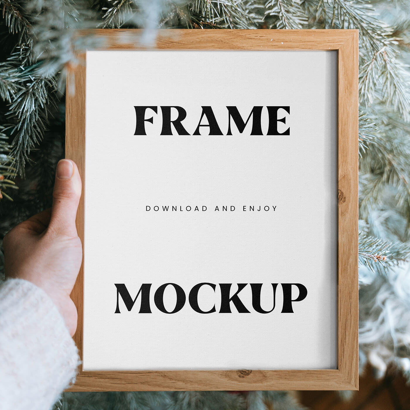 Free Wooden Photo Frame Mockup in Hand - PsFiles