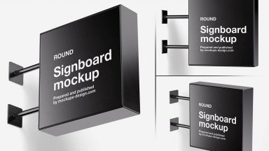Free Square Wall Mounted Sign Mockup PSD - PsFiles