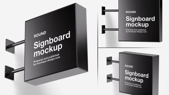 Free Shadow Overlay Square Sign Mockup PSD Set - PsFiles