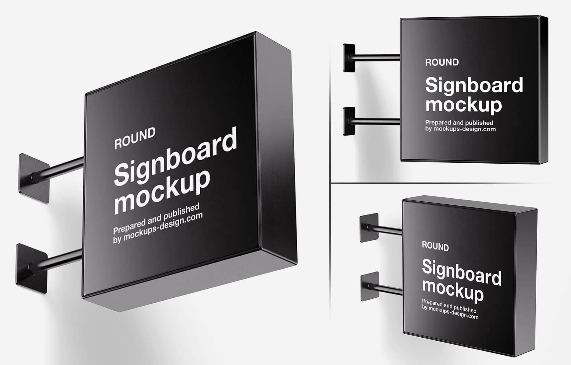 Free Square Black Box Signboard Mockup PSD set - PsFiles