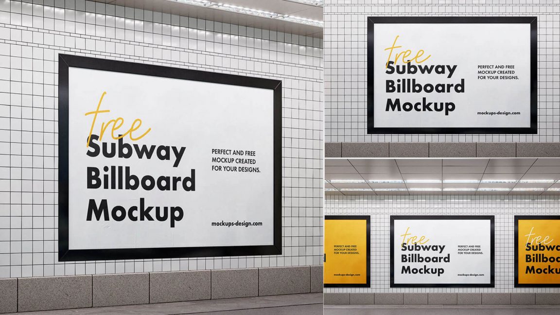 Free Subway Metro Station Horizontal Billboard Mockup PSD - PsFiles