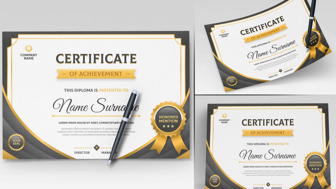 Free Completion Certificate Design PSD Template - PsFiles