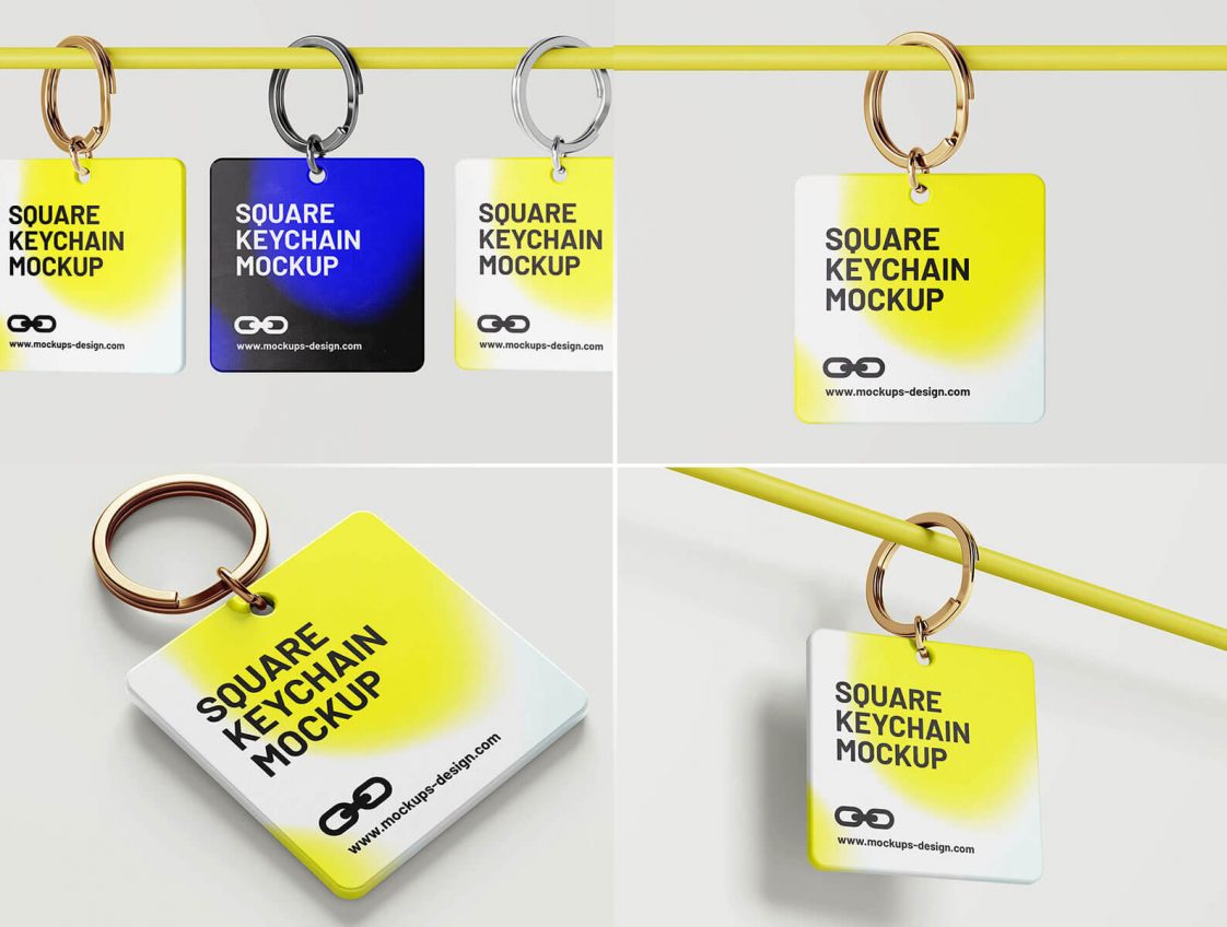Free Square Key Chains Mockup PSD set - PsFiles