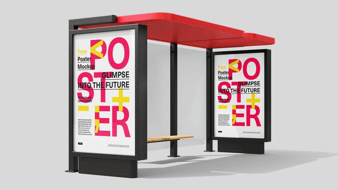 Free Bus Stop Ads Poster Mockup PSD - PsFiles