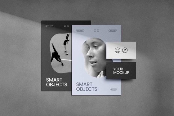 Shadow Overlay Flyer and Business Card Mockup Free PSD - PsFiles