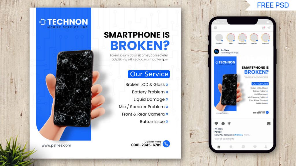 Mobile Smart Phone Repair and Fix Flyer PSD Template free - PsFiles