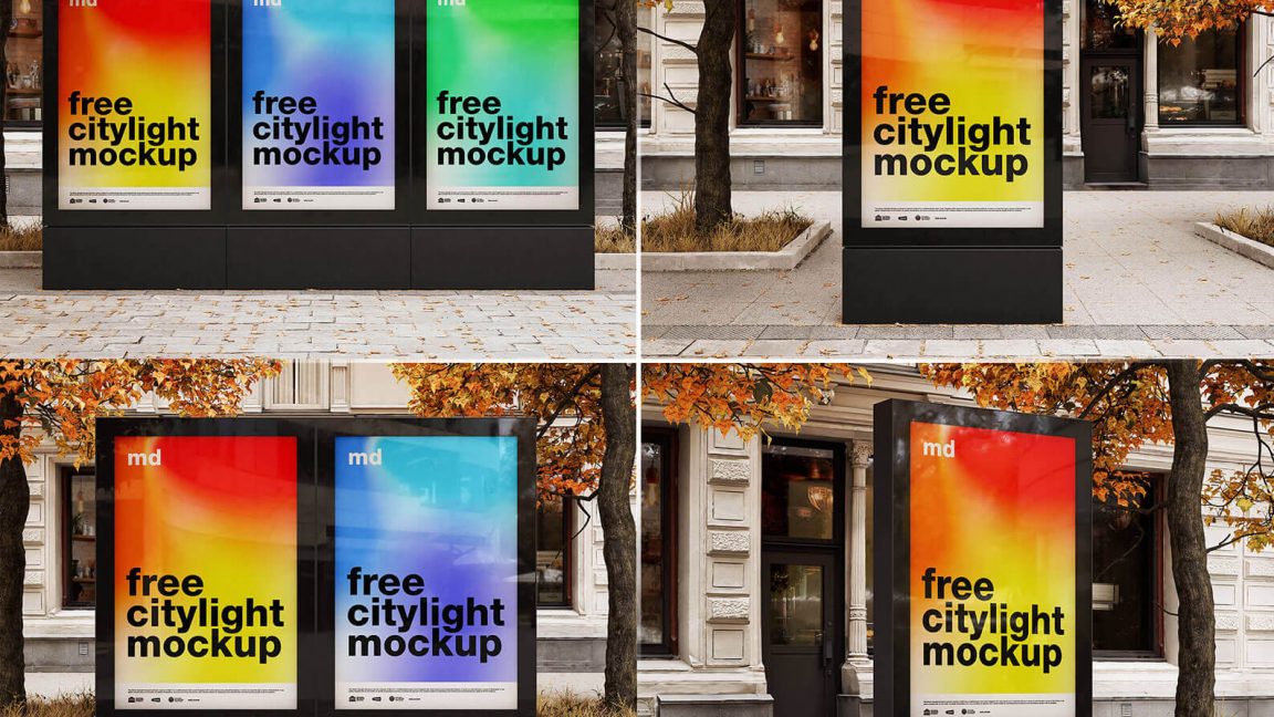 5 Free Poster Mockup On Tripod PSD Set - PsFiles