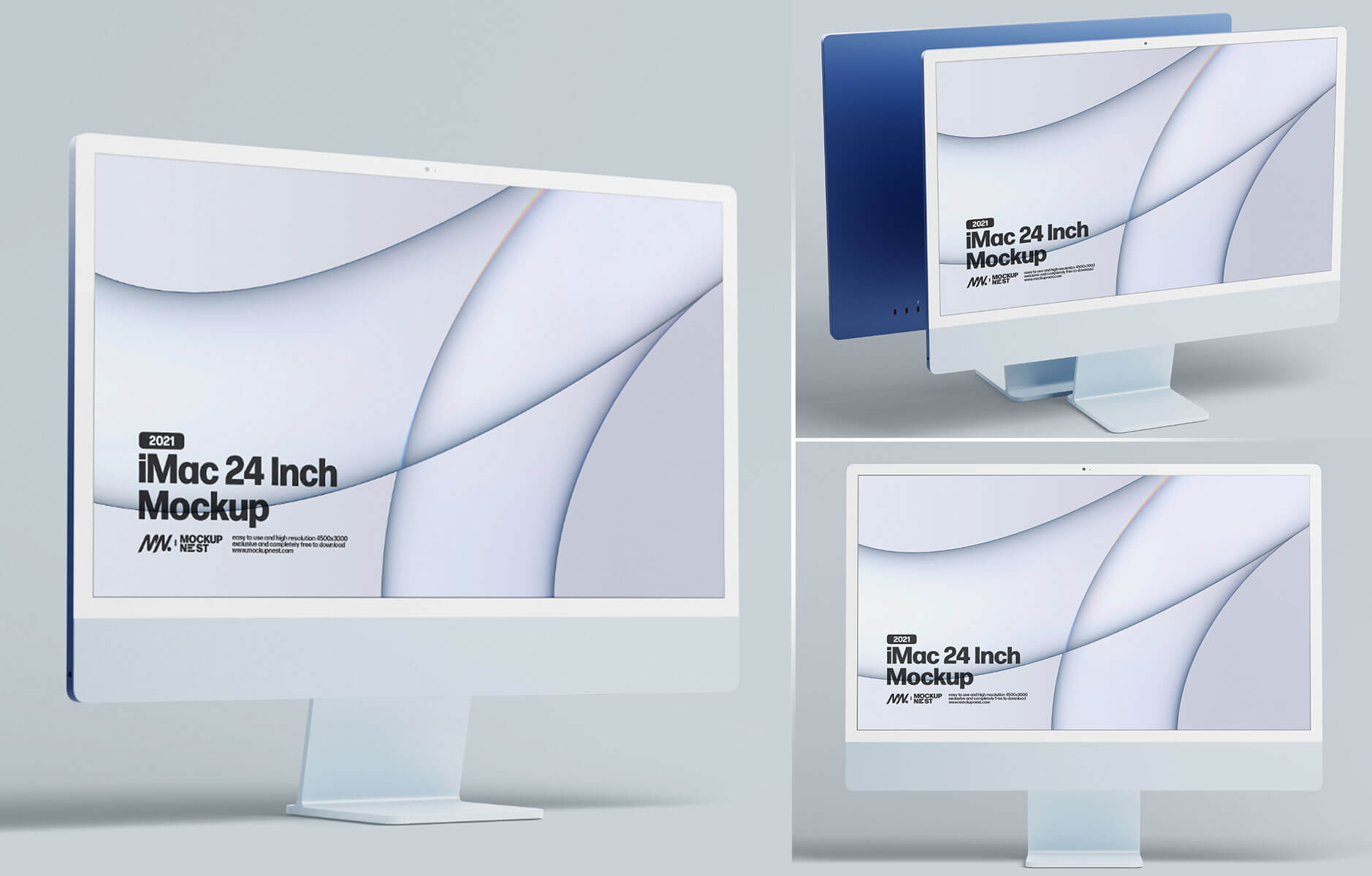 Free M1 / M3 Blue iMac 24 Inch Mockup PSD Set - Free PSD Mockups