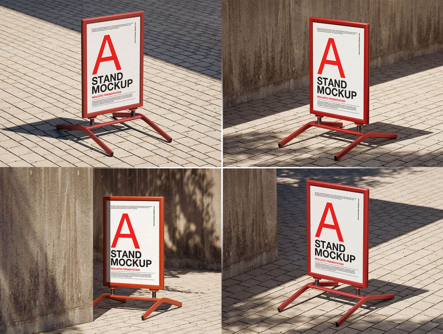 Free Wind Resistant Sidewalk Sign Stand Mockup PSD Set - PsFiles