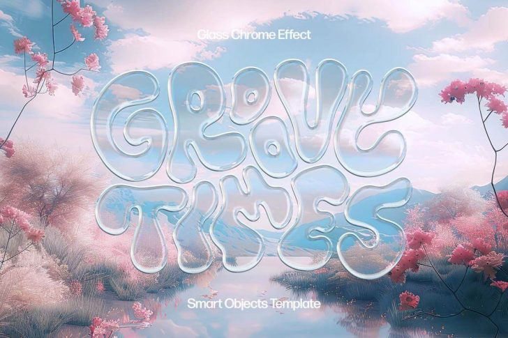 Free Glass Chrome Text Effect PSD Mockup - PsFiles