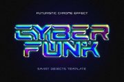 Free Free Cyber Funk: Futuristic Chrome Effect PSD template - PsFiles