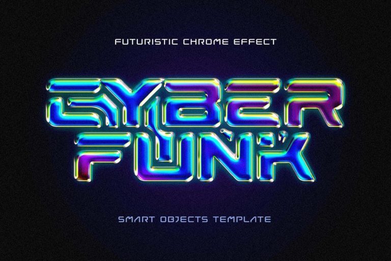 Free Free Cyber Funk: Futuristic Chrome Effect PSD template - PsFiles