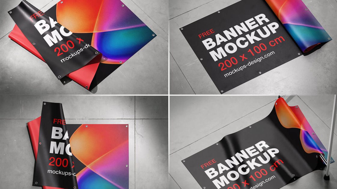 Free Banner Flag Mockup PSD - PsFiles